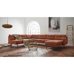 Wohnlandschaft OTTO HOME "Nordfyn U-Form", braun (cognac), B:323cm H:81cm T:239cm, Luxus-Microfaser Lederoptik (100% Polyester);Struktur weich (100% Polyester);100% NaturLEDER, Sofas, Wohnlandschaft, edles Design in 3 Bezugsqualit&auml;ten