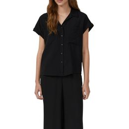 Kurzarmbluse s.Oliver, Damen, Gr. 38, grau (grau, schwarz), Web, Obermaterial: 84% Viskose, 16% Polyamid, unifarben, normal h&uuml;ftbedeckend, Rundhals, Blusen