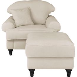 Sessel OTTO HOME "WESTMINSTER", beige (elfenbein), B:110cm H:95cm T:100cm, 92% Polyester / 8% Nylon, Sessel, Sessel, mit Federkern-Polsterung