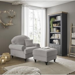 Sessel OTTO HOME "WESTMINSTER", grau (lichtgrau), B:110cm H:95cm T:100cm, 92% Polyester / 8% Nylon, Sessel, Sessel, mit Federkern-Polsterung