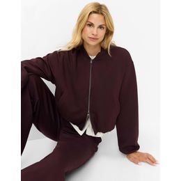 Strickjacke Brax "Style BECKY L", Damen, Gr. 36, braun (dunkellila), 51% Viskose, 44% Polyester, 5% Elasthan, Rundhals, Strickjacken Strickjacke