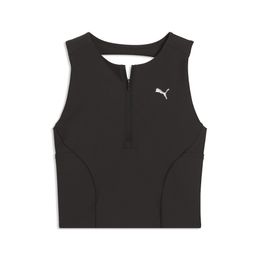 Trainingsshirt Puma "LIGHTSTRIDE Cropped Lauftanktop Damen", Damen, Gr. L, schwarz, Innenmaterial: 13% Elasthan, 87% Polyester. Au&szlig;enseite: 26% Elasthan, 74% Polyester. Tr&auml;ger: 100% Polyester. Oberer Bund: 23% Elasthan, 77% Polyester, eng, Rundhals, Shirts