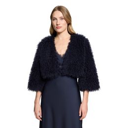 Fellimitatjacke Vera Mont "Damen mit Rundhalsausschnitt", Damen, Gr. 32, grau (night sky), Obermaterial: 100% Polyester. Futter: 100% Polyester, l&auml;ssig geschnitten, V-Ausschnitt, Jacken