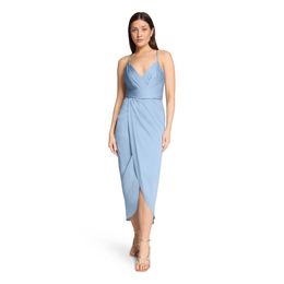 Abendkleid Vera Mont "Damen mit Raffung", Damen, Gr. 38, Normalgr&ouml;&szlig;en, soft sky, Satin, Obermaterial: 100% Polyester. Futter: 95% Polyester, 5% Elasthan, figurbetont lang, V-Ausschnitt, Kleider Abendkleid, Material