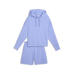 Jogginganzug Puma "Relaxed Kurzer Trainingsanzug mit Kapuze Damen", Damen, Gr. L, lila (intense lavender lila), Obermaterial: 68% Baumwolle, 32% Polyester. Kapuzenfutter: 100% Baumwolle. Rippe: 97% Baumwolle, 3% Elasthan, Sportanz&uuml;ge Jogginganzug