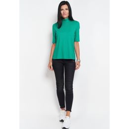 Stehkragenshirt Seidel Moden, Damen, Gr. 40, gr&uuml;n, Jersey, Obermaterial: 95% Viskose, 5% Elasthan, unifarben, figurumspielend h&uuml;ftlang, Rundhals, abgesteppte Kante, Shirts Stehkragenshirt, im h&uuml;ftlangen Schnitt, MADE IN GERMANY
