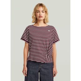 G-Star Raw T-Shirt G-STAR "Striped Knot T-Shirt", Damen, Gr. M, maroon, milk stripe, Obermaterial: 100% Baumwolle, Shirts T-Shirt
