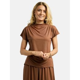 Funktionstop LIBERT&Eacute; ESSENTIEL "Libert&eacute; Essentiel Top ALMA", Damen, Gr. M/L, milk chocolate, Obermaterial: 90% Polyester, 10% Elasthan, Tops