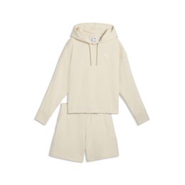 Jogginganzug Puma "Relaxed Kurzer Trainingsanzug mit Kapuze Damen", Damen, Gr. S, beige (alpine snow wei&szlig;), Obermaterial: 68% Baumwolle, 32% Polyester. Kapuzenfutter: 100% Baumwolle. Rippe: 97% Baumwolle, 3% Elasthan, Sportanz&uuml;ge Jogginganzug