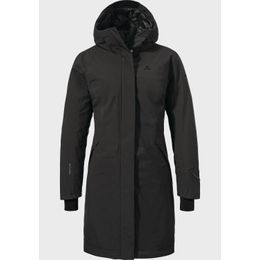 Sch&ouml;ffel Parka SCH&Ouml;FFEL "Ins Coat Style Gregale WMS", Damen, Gr. 38, schwarz (9990, schwarz), Oberstoff: Aussenseite: 100% Polyester. (Membran: Thermoplastisches Polyurethan). Futter: 100% Polyester. Wattierung: 100% Polyester, regular fit, hoch geschlossener Ausschnitt, Jacken Parka