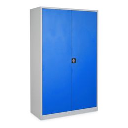 STIER Universalschrank Basic 120 x 50 cm 4 Fachb&ouml;den Hellgrau Enzian Blau (907572)
