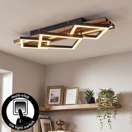 hofstein Ellekilde Deckenleuchte LED Braun, Holzoptik, Schwarz, 2-flammig