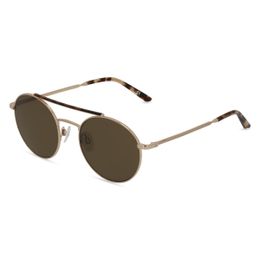 Calvin Klein CK 20131 S | Unisex-Sonnenbrille | Fassung: Vollrand, Rund, Metall, Gold Havanna | Glasfarbe: Grau