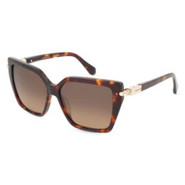 Ferragamo SF1106S | Damen-Sonnenbrille | Fassung: Vollrand, Eckig, Acetat, Havanna Dunkel | Glasfarbe: Braun Verlaufend