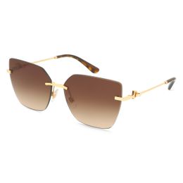 Dolce & Gabbana Dolce&Gabbana 0DG2321 | Damen-Sonnenbrille | Fassung: Randlos, Cat Eye, Metall, Gold | Glasfarbe: Braun Verlaufend