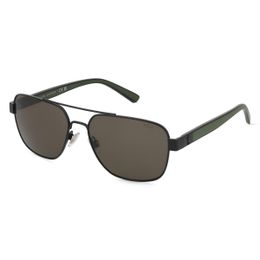 Polo Ralph Lauren 0PH3154 | Herren-Sonnenbrille | Fassung: Vollrand, Quadratisch, Metall, Schwarz Gl&auml;nzend | Glasfarbe: Braun