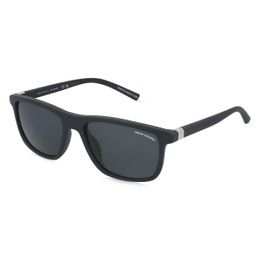 Emporio Armani AX4167SU | Herren-Sonnenbrille | Fassung: Vollrand, Quadratisch, Kunststoff, Schwarz Matt | Glasfarbe: Grau