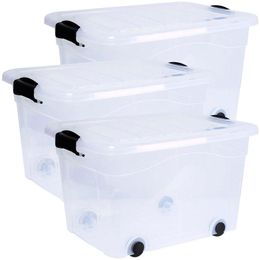 Aufbewahrungsbox Siena Home "Anzio", transparent, B:33,5cm H:25cm T:45cm, Kunststoff, Aufbewahrungsboxen, Aufbewahrungsbox, mit Rollen, Kunststoff