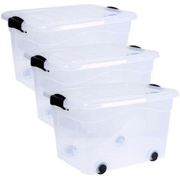 Aufbewahrungsbox Siena Home "Anzio", transparent, B:45cm H:36cm T:61cm, Kunststoff, Aufbewahrungsboxen, Aufbewahrungsbox, mit Rollen, Kunststoff