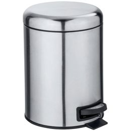 Kosmetikeimer Wenko "Leman", silber (satiniert), B:21cm H:24cm T:28cm, Edelstahl, M&uuml;lleimer, Kosmetikeimer, 5 Liter, BxTxH: 21x28x24 cm