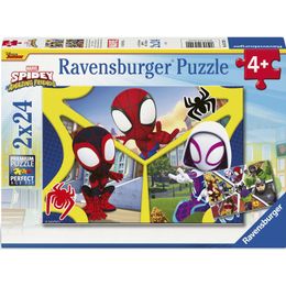 Puzzle Ravensburger "Spidey und seine Super-Freunde", bunt, Puzzles, KinderB:26cm H:18cm, Pappe, Made in Europe, B:26cm H:18cm
