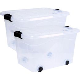 Aufbewahrungsbox Siena Home "Anzio", transparent, B:45cm H:36cm T:61cm, Kunststoff, Aufbewahrungsboxen, Aufbewahrungsbox, mit Rollen, Kunststoff