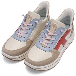 Slip-On Sneaker Ara "SAPPORO 3.0", Damen, Gr. 6,5, bunt (creme kombiniert), Glattleder, Veloursleder, kontrastfarbene Details, Schuhe, Halbschuh, Slipper, Freizeitschuh in Komfortweite H (= sehr weit)