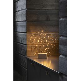 LED Dekolicht Konstsmide "Weihnachtsdeko", schwarz, B:40cm H:44cm L:40cm T:5cm, Leuchten, LED Metallsilhouette "5 kleine Ringe", mit Holz-Fu&szlig;