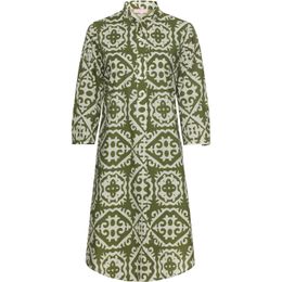 Brigitte von Sch&ouml;nfels Brigitte von Sch&ouml;nfels Midi-Kleid mit Allover-Print Khaki/Ecru (Gr&ouml;&szlig;e: 36)