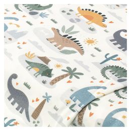 buttinette Baumwoll-Jersey "Dinos" mit Elasthan, wei&szlig;-color