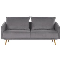 Beliani 3-SITZER-SOFA Samtstoff Grau Maura