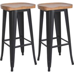 CLP 2er Set Barhocker Clara I Barst&uuml;hle mit Sitzen aus Massivholz I Tresenst&uuml;hle mit stabilen Vierfu&szlig;gestellen aus Metall