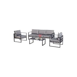 Jet-Line KRETA II Lounge-Set in Hellgrau: Sofa, Sessel & Tisch aus Aluminium