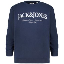 Jack & Jones Herren Gro&szlig;e Gr&ouml;&szlig;en | Jack&Jones Sweatshirt mit Label-Print Farbe blau Gr&ouml;&szlig;e: 5XL
