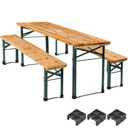 TecTake Bierzeltgarnitur, Braun, Metall, Rechteckig, Gartenm&ouml;bel, Gartenm&ouml;bel-Sets
