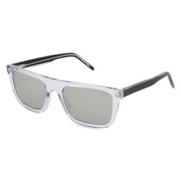 HUGO BOSS HUGO HG 1297/S | Unisex-Sonnenbrille | Fassung: Vollrand, Quadratisch, Acetat, Kristall Schwarz | Glasfarbe: Grau Spiegel Silber