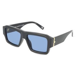 Le Specs POLYGRAPH | Unisex-Sonnenbrille | Fassung: Vollrand, Quadratisch, Acryl, Schwarz | Glasfarbe: Blau