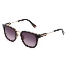 Police POISPLF19 | Unisex-Sonnenbrille | Fassung: Vollrand, Panto, Metall, Gold Havanna | Glasfarbe: Braun Verlaufend