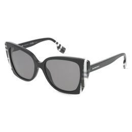 Burberry BE4393 | Damen-Sonnenbrille | Fassung: Vollrand, Cat Eye, Acetat, Schwarz Wei&szlig; | Glasfarbe: Grau