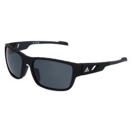 Adidas SP0069 | Unisex-Sonnenbrille | Fassung: Vollrand, Quadratisch, Kunststoff, Schwarz Matt | Glasfarbe: Grau