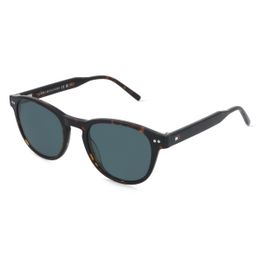 Tommy Hilfiger TH 2186/S | Herren-Sonnenbrille | Fassung: Vollrand, Panto, Acetat, Havanna | Glasfarbe: Blau