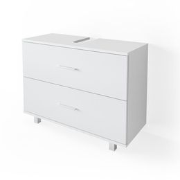 VICCO Waschbeckenunterschrank, Wei&szlig;, Holzwerkstoff, 3 F&auml;cher, 2 Schubladen, Rechteckig, 80x60.8x33 cm, Badezimmer, Badezimmerschr&auml;nke, Waschbeckenunterschr&auml;nke