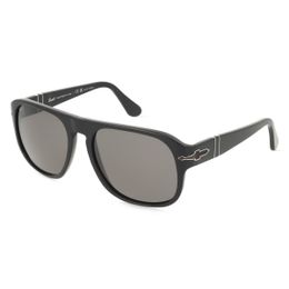 Persol PO3310S | Unisex-Sonnenbrille | Fassung: Vollrand, Quadratisch, Acetat, Schwarz | Glasfarbe: Grau