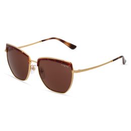 Vogue eyewear VO4234S | Damen-Sonnenbrille | Fassung: Vollrand, Quadratisch, Metall, Gold Havanna | Glasfarbe: Braun