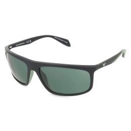 Emporio Armani EA4212U | Herren-Sonnenbrille | Fassung: Vollrand, Pilot, Kunststoff, Schwarz Matt | Glasfarbe: Gr&uuml;n