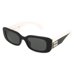 Miu Miu MU08YS | Damen-Sonnenbrille | Fassung: Vollrand, Eckig, Acetat, Schwarz | Glasfarbe: Grau