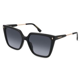 Dsquared2 D2 0135/S | Damen-Sonnenbrille | Fassung: Vollrand, Quadratisch, Acetat, Schwarz | Glasfarbe: Grau