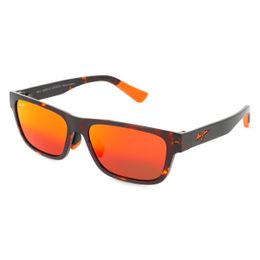 Maui Jim MJ0628S | Unisex-Sonnenbrille | Fassung: Vollrand, Quadratisch, Nylon, Havanna Gl&auml;nzend | Glasfarbe: Rot