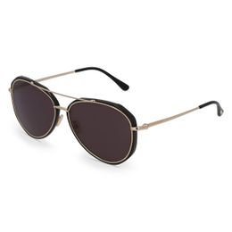 Tom Ford FT0749 VITTORIO | Unisex-Sonnenbrille | Fassung: Vollrand, Pilot, Metall, Gold Schwarz | Glasfarbe: Grau