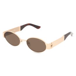 Guess GU00262 | Damen-Sonnenbrille | Fassung: Vollrand, Oval, Metall, Gold | Glasfarbe: Braun